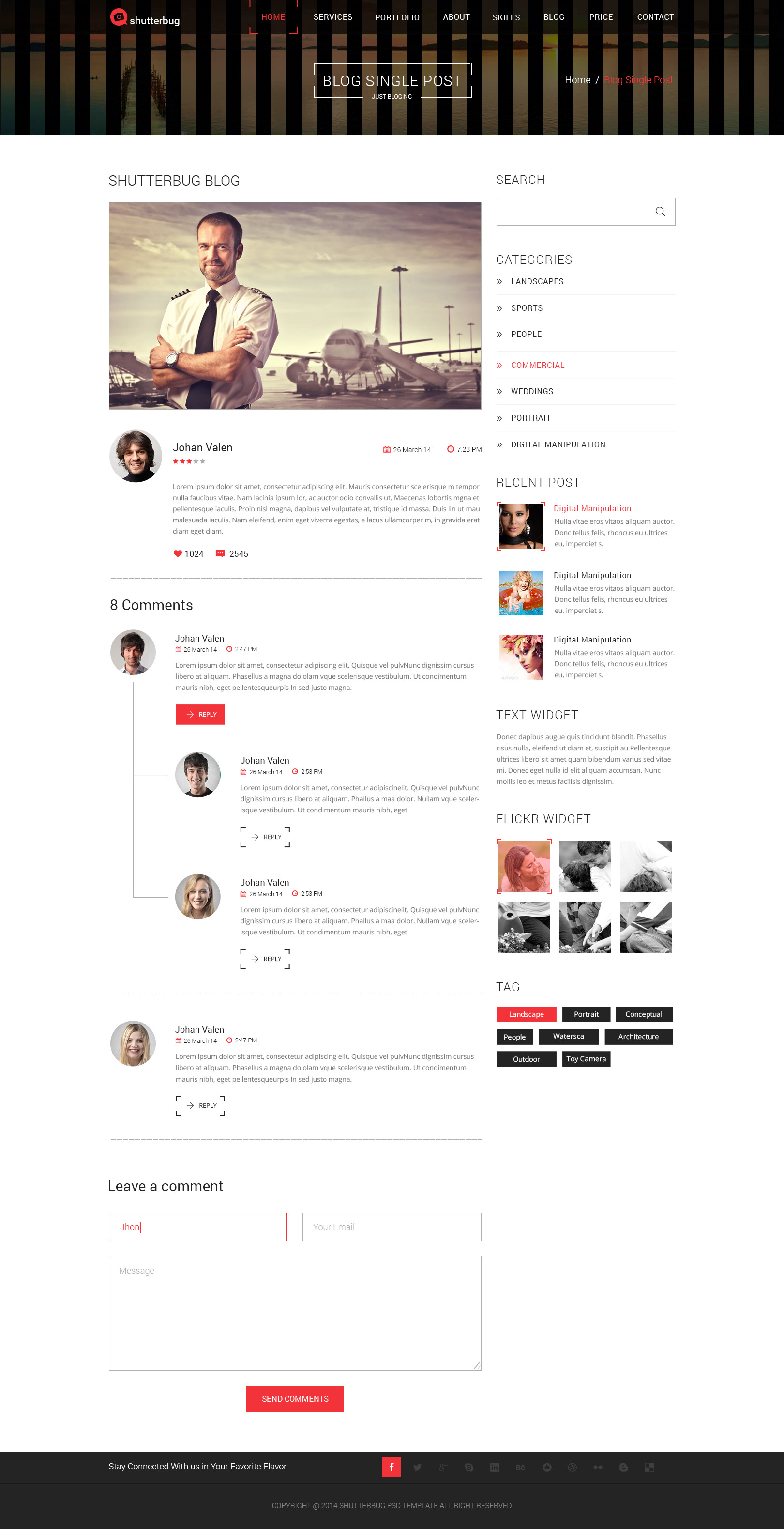 Shutterbug One page Multipurpose PSD Template by kamleshyadav | ThemeForest